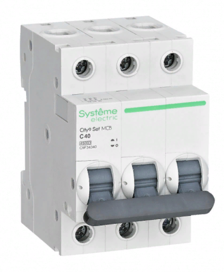 Автоматический выключатель Systeme Electric / Систем Электрик Сity9 Set, 3П 40A характеристика С, 4.5кА, C9F34340 / электроавтомат