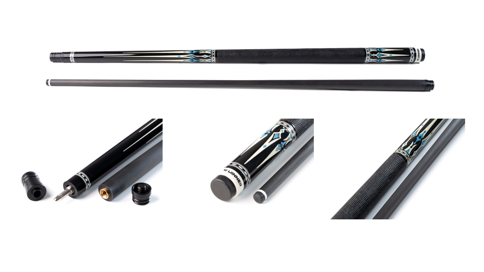 WINNER Кий / пул 2-pc "Winner Carbon - 019" (черно-синий) оплетка натуральная кожа