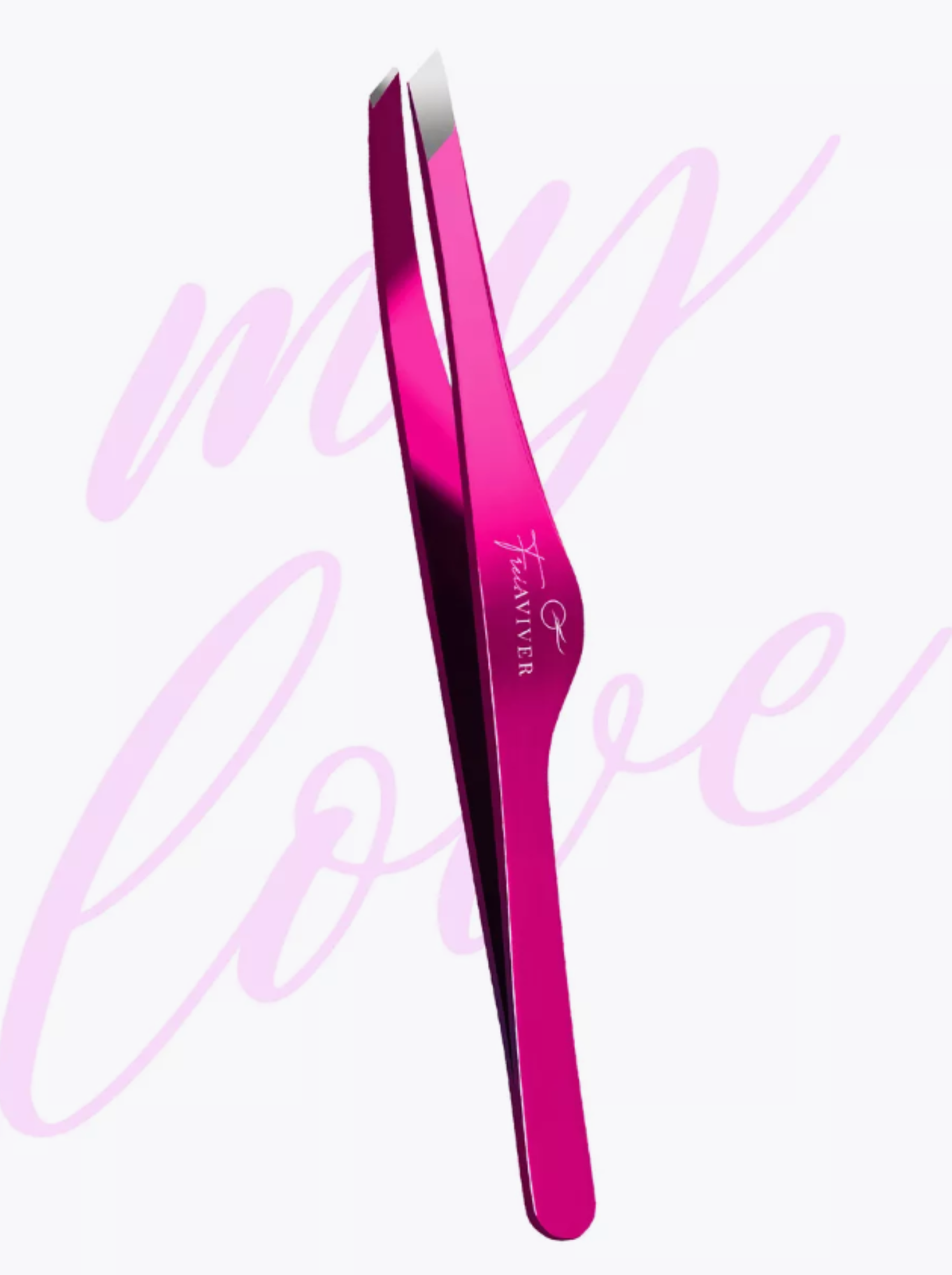 Пинцет для коррекции бровей FreiAVIVER скошенный, ручная заточка, цвет Розовый