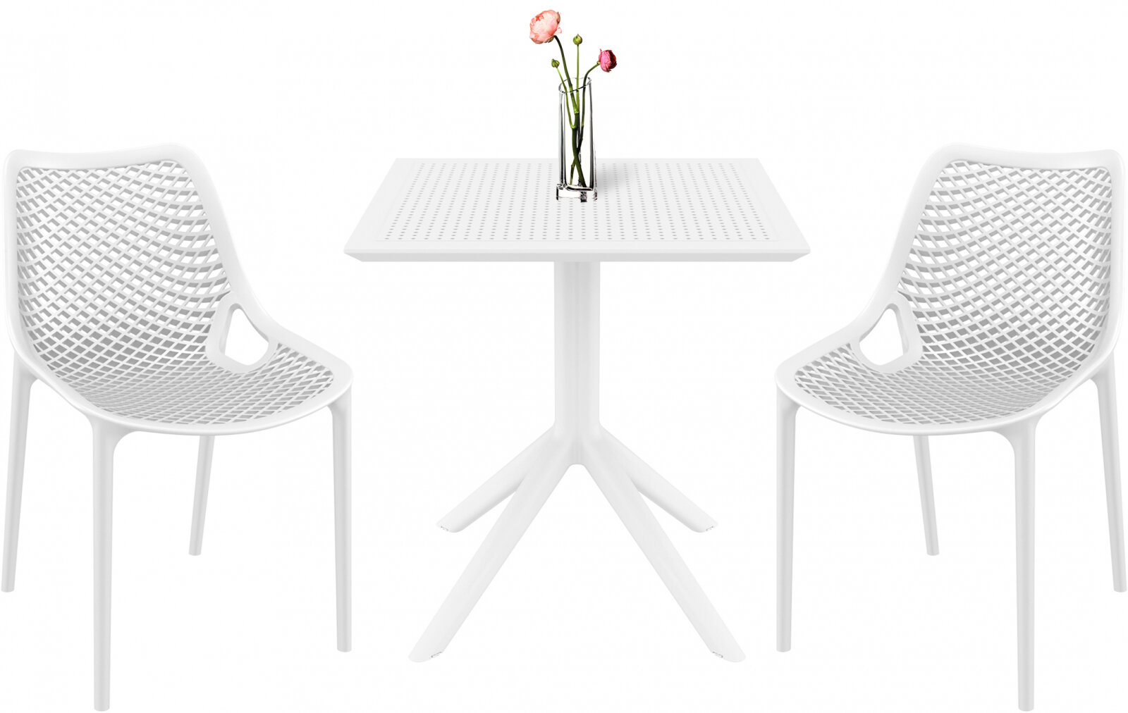 Комплект садовой обеденной мебели Siesta Sky 70 Air, стол 70х70 см и 2 стула, цвет белый, Турция