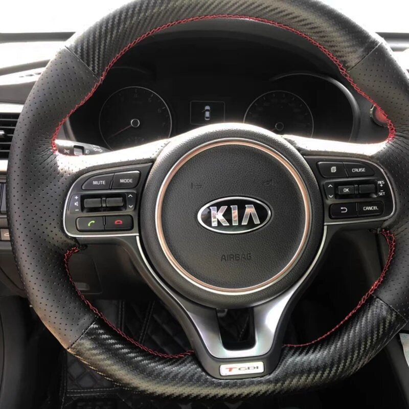 Пользовательский Руль управления чехол из углеродного волокна натуральная кожа 100% подходит для Kia K2 K3 Cerato KX3 K4 K5 Sport King KX5 автомобильные аксессуары
