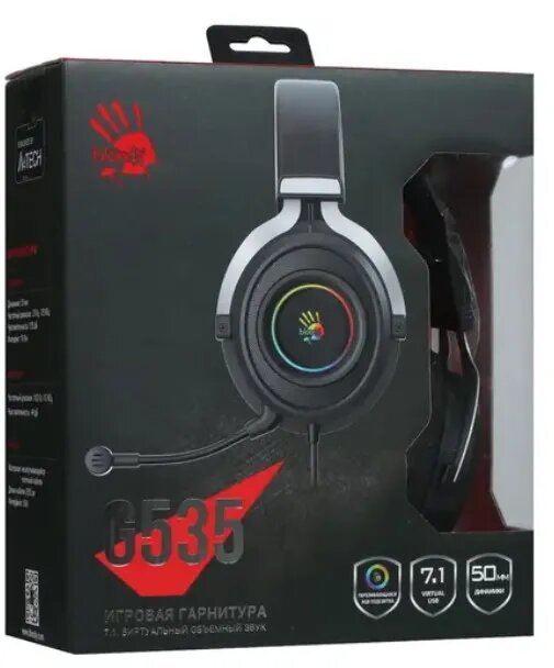 Гарнитура игровая A4Tech Bloody G535, черный/серебристый (g535 (black+silver) usb)