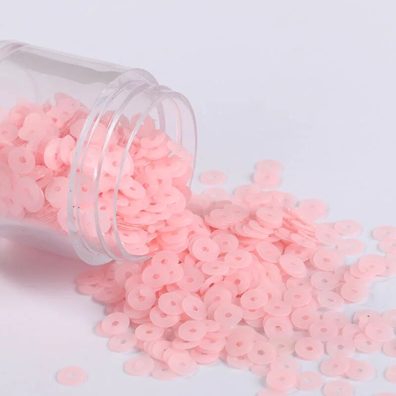 Плоские круглые пайетки isequins ПВХ 2-6 мм матовые и кремовые Розовый, 5mm 1000pcs 10g, Matte Dark Pink