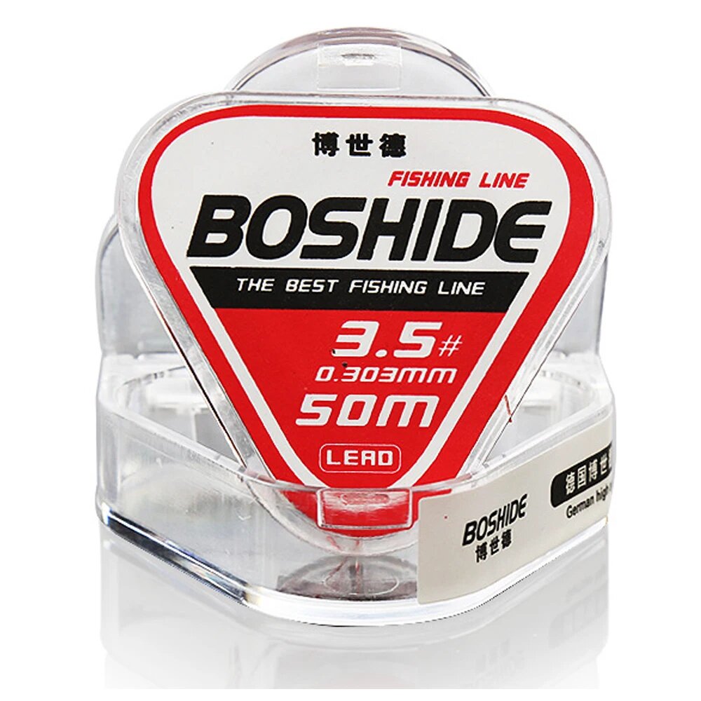 Рыболовная леска нейлоновая 50 м бордовая/прозрачная