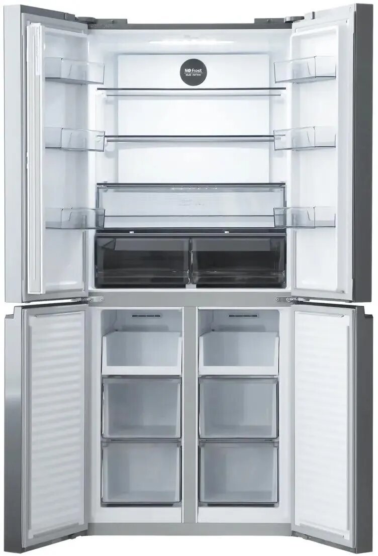 Холодильник трехкамерный CENTEK CT-1744 Side by Side, инверторный серый