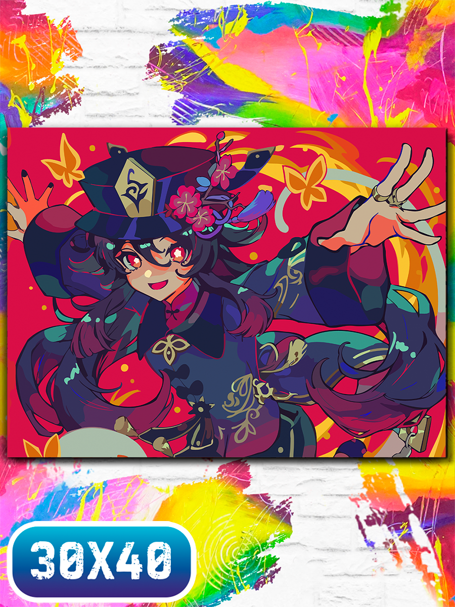 Картина по номерам на холсте игра Genshin Impact (Ху Тао, Геншин, PS, PC, XBOX, SWITCH) - 15354 30x40 Г