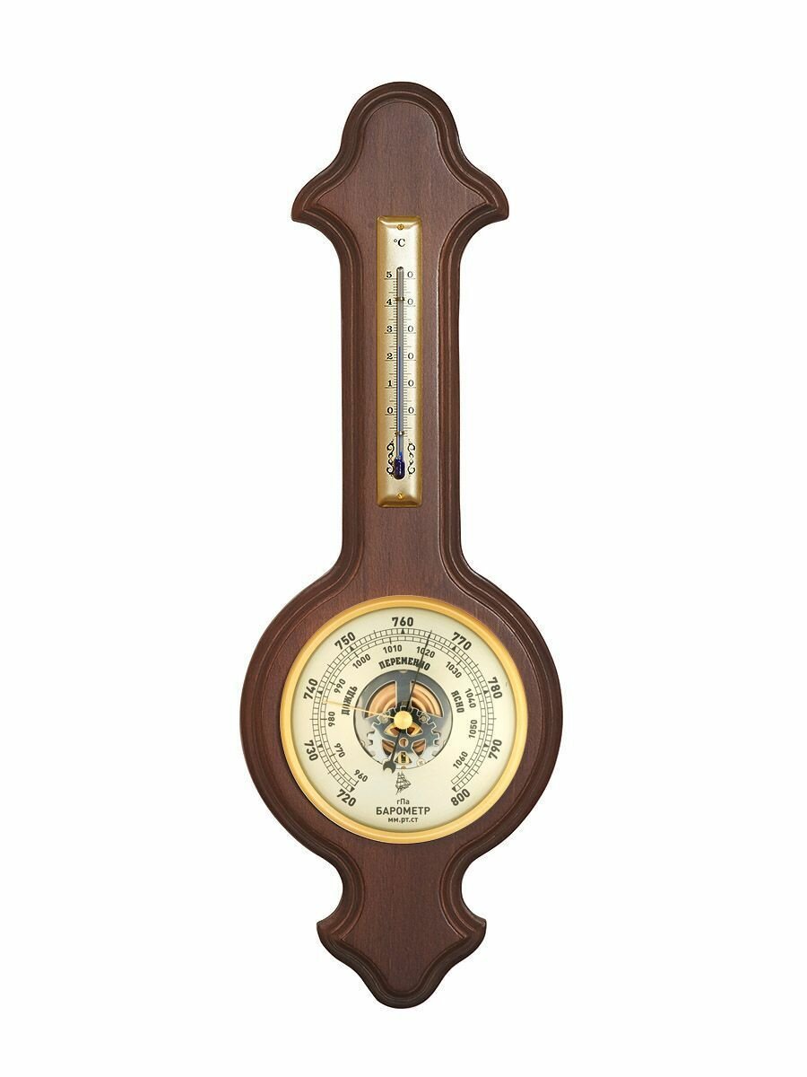 Барометр с термометром Бриг БМ92102-1-О . Натуральное дерево. Настенный.