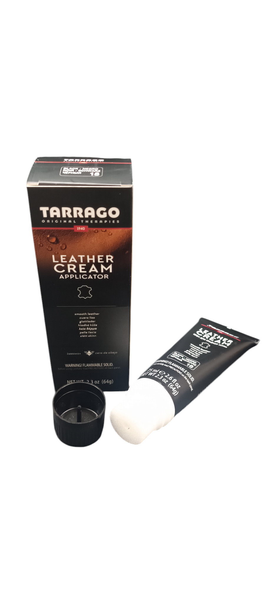 Крем для обуви Tarrago Leather Cream 018, цвет чёрный, туба с губкой, 75 мл Tarrago 2975334 .