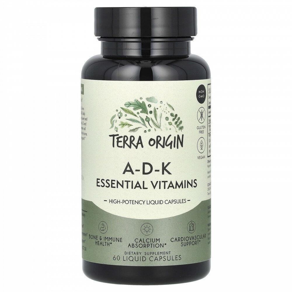 Terra Origin, ADK Essential Vitamins, 60 жидких капсул