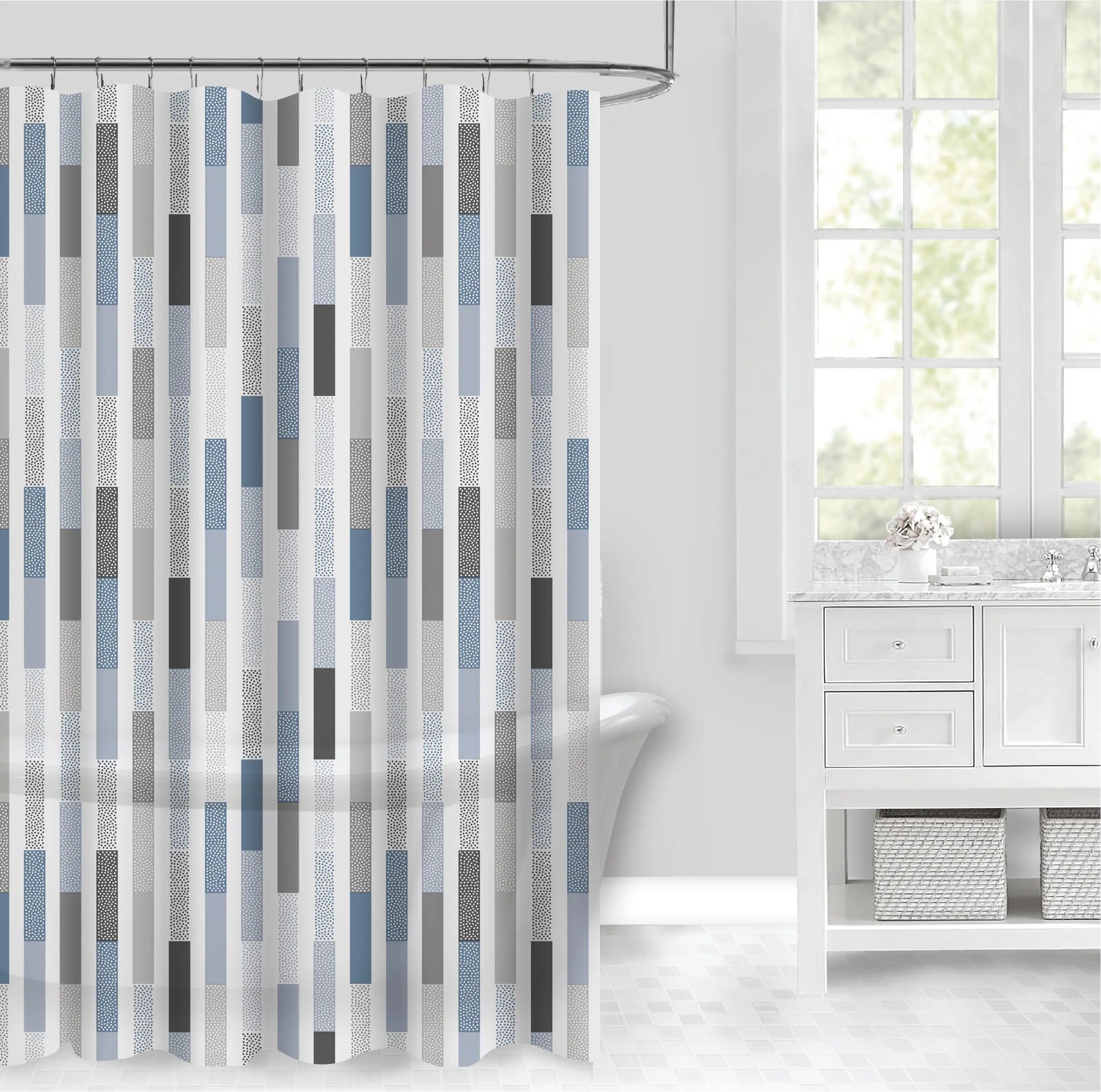 Штора для ванной Swensa Deny SWC-55-11 180x180 см PEVA цвет бело-синий