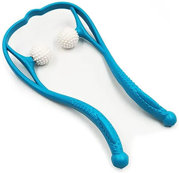 Массажер для снятия давления, ручной роликовый массажер для шеи и плеч, двухточечный самомассажер, терапия болевых точек на шее и глубоких тканях, массажер для плеч, ручной аппарат для массажа шейных позвонков, инструмент для массажа рук и ног