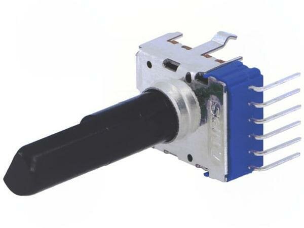 Потенциометр ALPS RK12L12C0A0G, осевой, однооборотный, вертикальный, 10 кОм, 50 мВт, черный, 1 шт