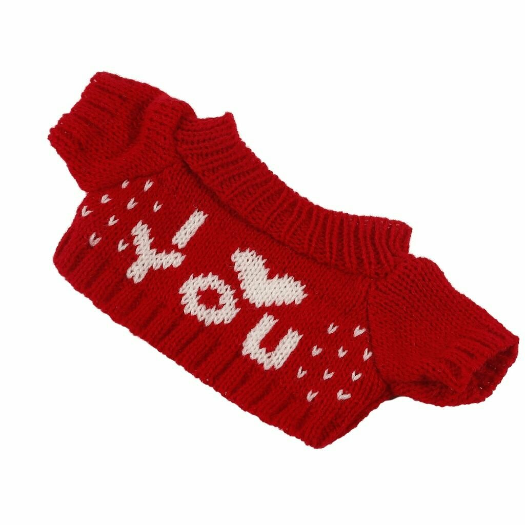 (1 штука) Белый свитер Love, 30-сантиметровый мишка в свитере с плюшевой игрушкой, красное пальто с надписью