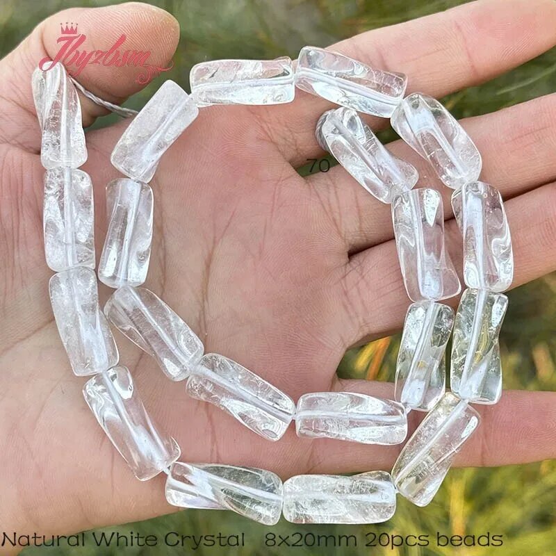 Бусины из родонита, агата и яшмы jbyzbsm 8x20 мм Белый, White Crystal