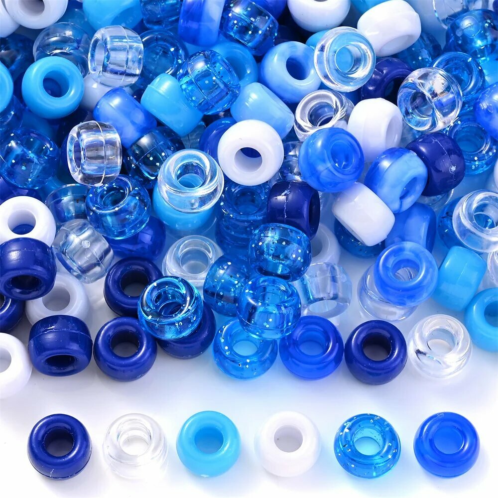 100 шт. бусины акриловые синие mix blue 6x9 мм