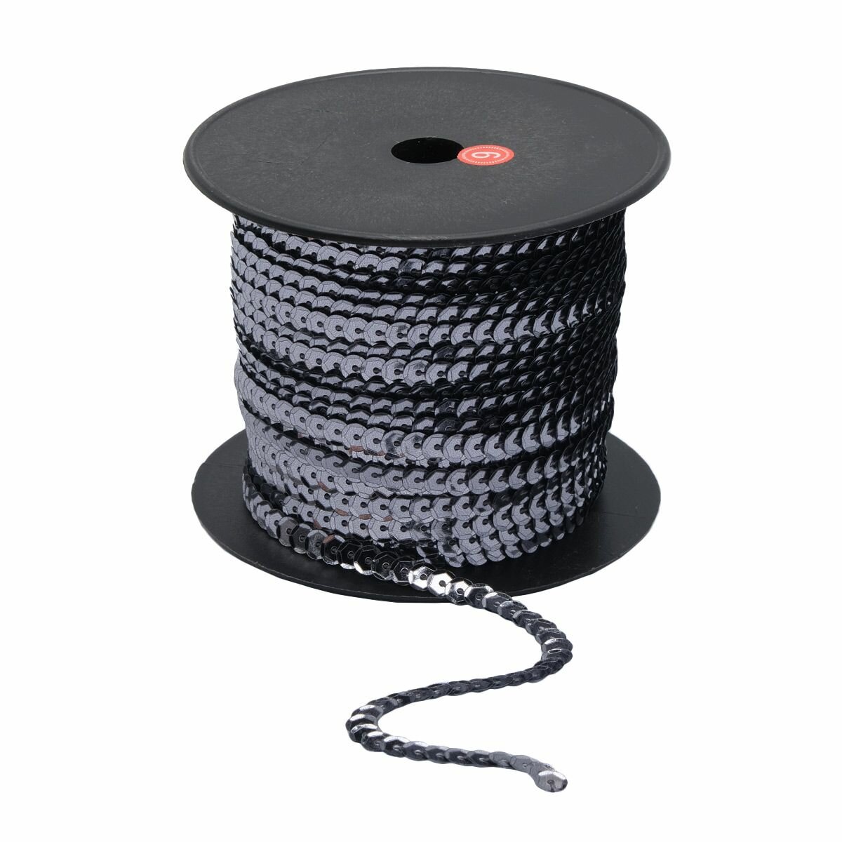 Тесьма пайетки, 6мм, 73м (2 черный)