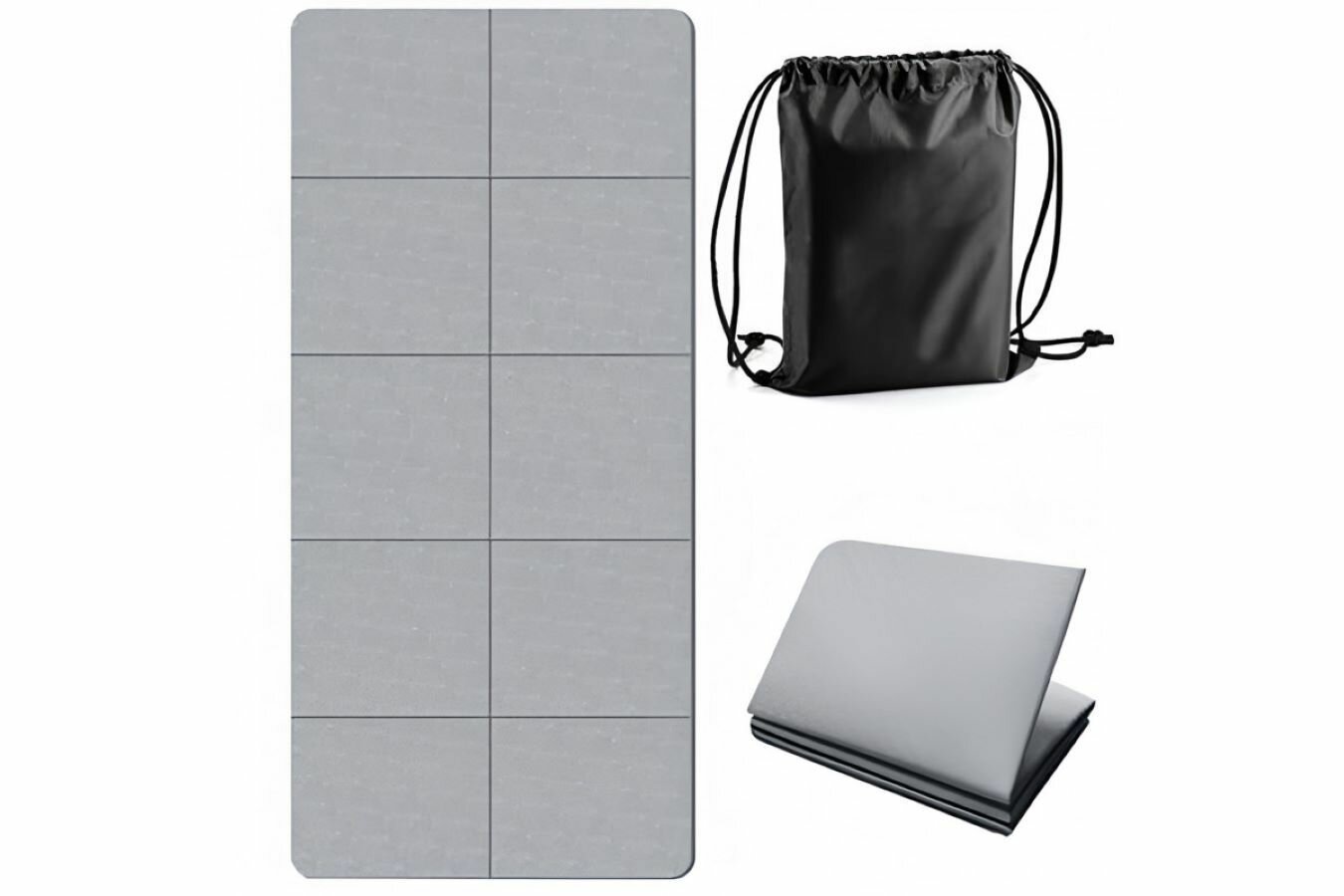 Коврик "York Fitness" ТПЕ Складной в сумке 183 см x 61 см x 0.4 см (серый)