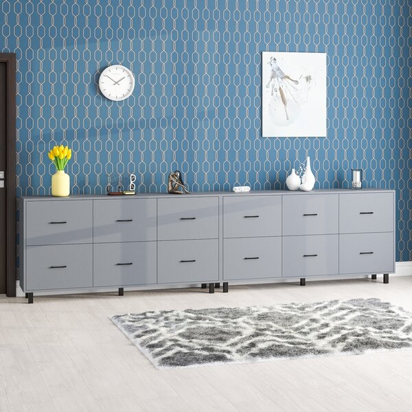 Два комода в спальню РВК 127-1704, цвет графит, 12 ящиков, 340,8х37,4х87 см