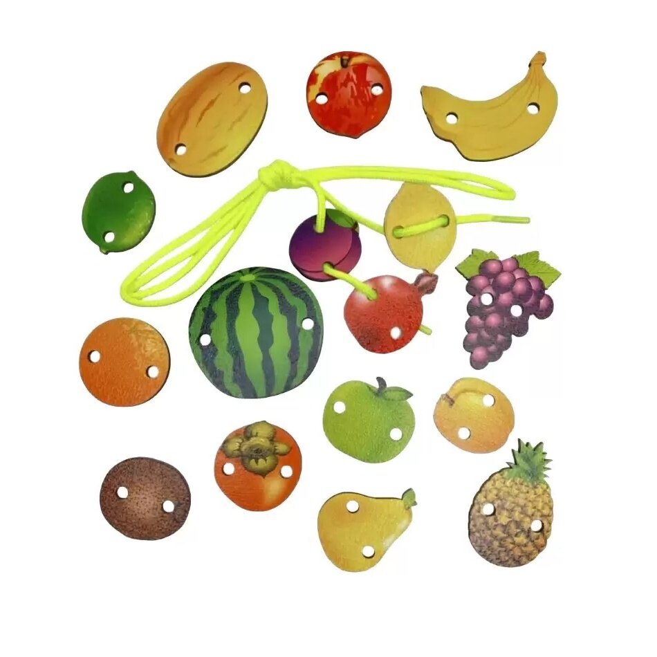 Шнуровка-бусы Нескучные игры "Фрукты" дерево, в пакете (8784)