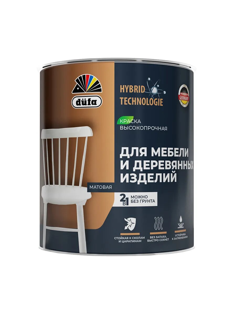 Краска для мебели и дерева гибридная 0,75 л белая (база 1)