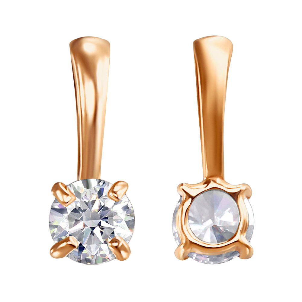 Подвеска, красное золото, 585 проба, фианит