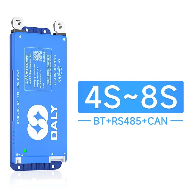 DALY Smart WIFI BMS 4S-16S 80A-100A для Lifepo4/Li-ion/LTO 80А, 4S-8S 485CAN BMS BT
