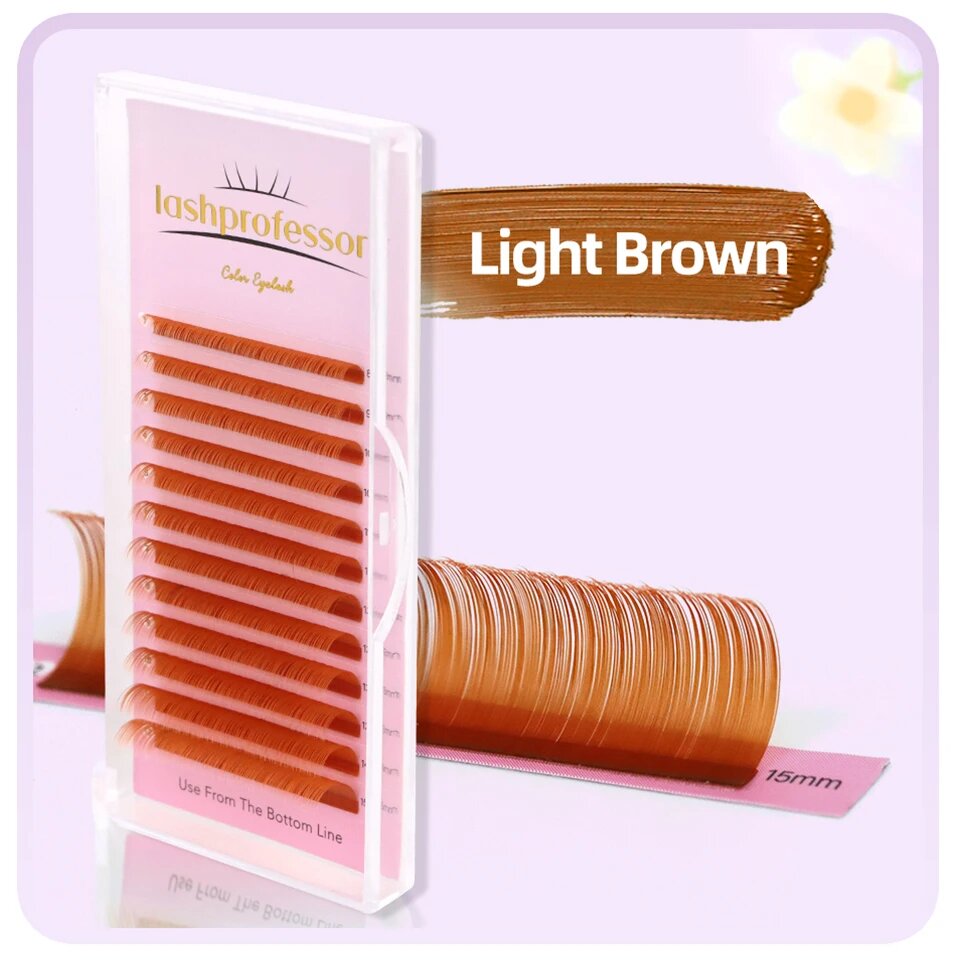 Lashprofessor Цветные классические ресницы 0.05мм 8-15 мм C, 0,07 мм, MIX(8-15mm), Light Brown