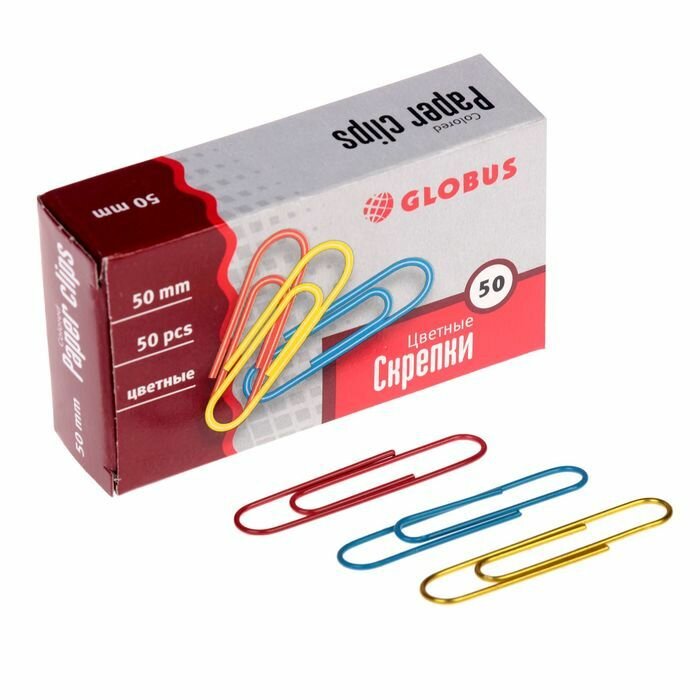 Скрепки GLOBUS 50 мм, полимерные, 50 шт