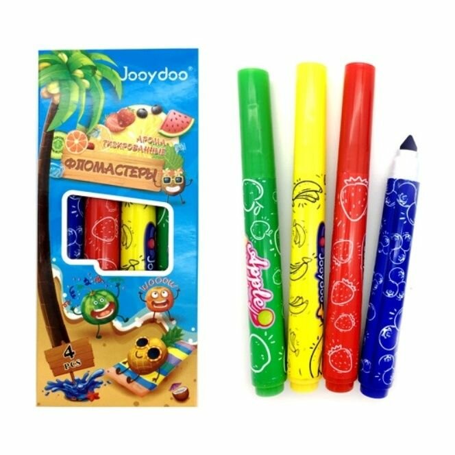 Фломастеры INTELLIGENT "Jooydoo", 4 цвета, ароматизированные