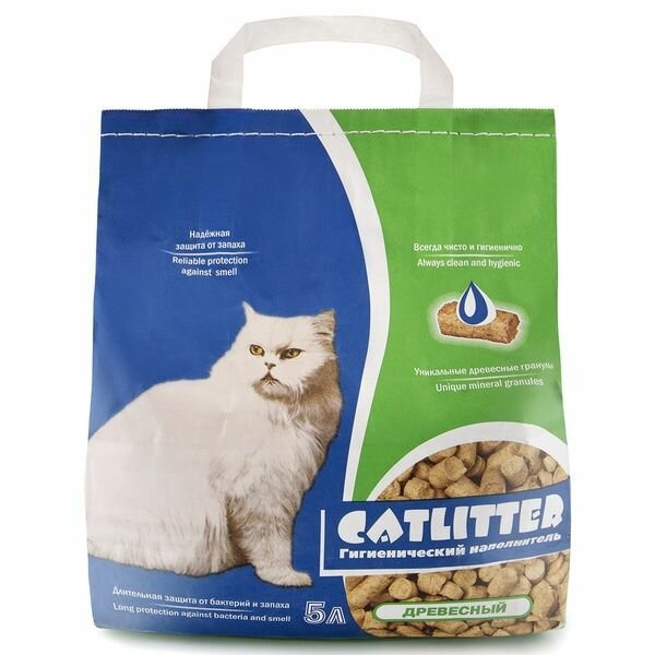 Наполнитель для лотка CATLITTER 5 л древесные гранулы 8 мм