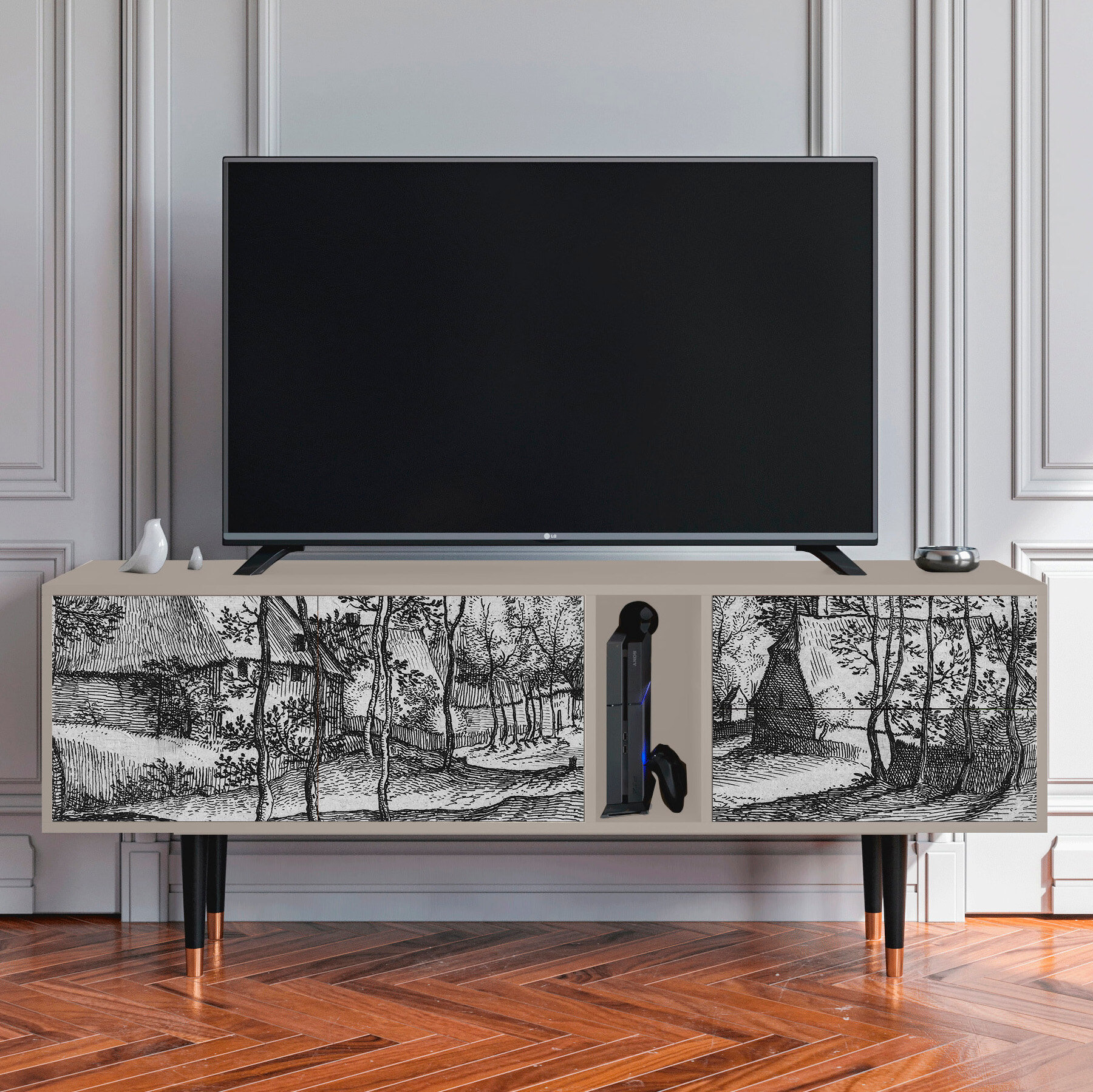ТВ-Тумба - STORYZ - T1 Village Road by Pieter Breugel, Размер - 170 x 69 x 48 см, Цвет корпуса - , Сатин
