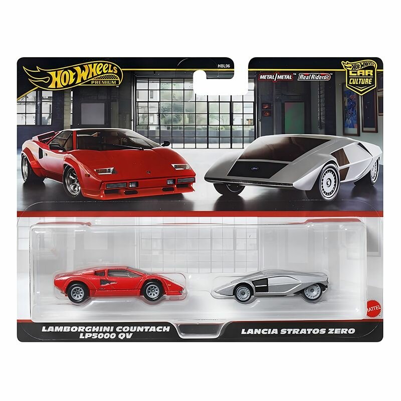 Машинка Mattel Hot Wheels Premium Car Culture 2-Pack HBL96-Lamborghini Countach LP5000 QV & Lancia Stratos Zero