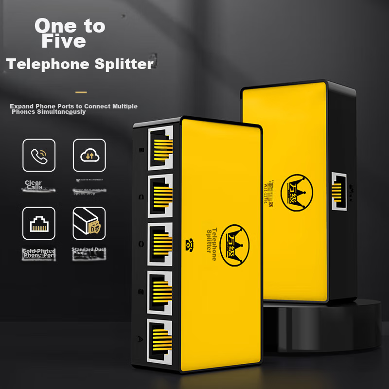 OFNPFTTH Telephone Splitter One-To RJ11 Voice Telephone Shielded Straight-Through Head/branch/distributor/extension 1-To Telephone Line Adapter 1 Piece 1-11781