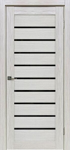 Межкомнатная Дверь Verda X-2 Лиственница Белая со Стеклом Лакобель Чёрный 2000х800мм (Полотно 1шт) / Верда.