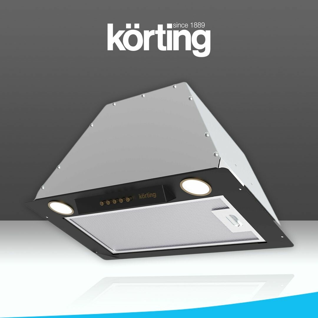 Встраиваемая вытяжка Korting KHI 6631 RN ширина 50 см, производительность 650 м3/ч, 3 скорости, матовая черная
