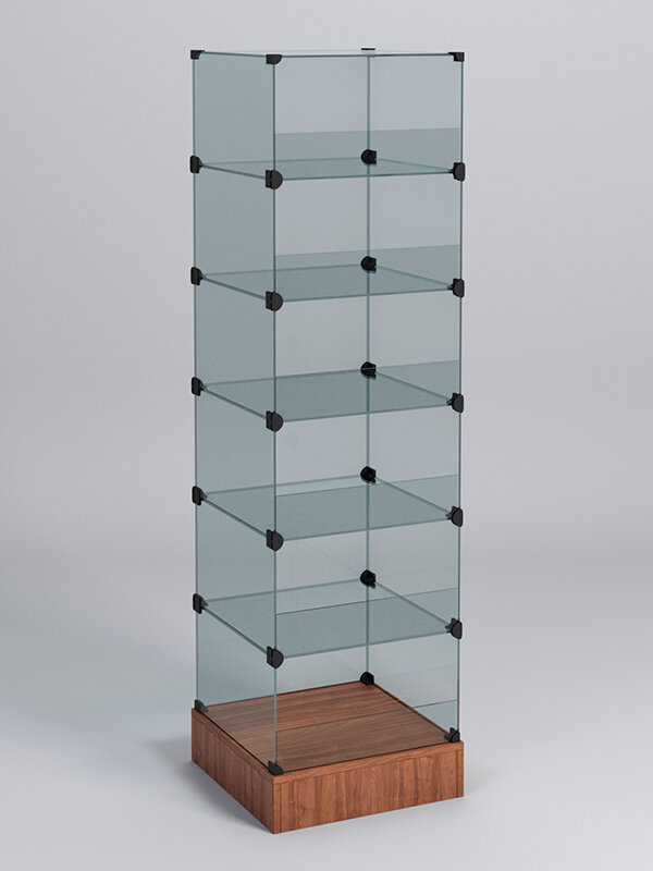 Витрина "КУБ" №502-КО стаканчик (без дверок, передняя стенка - стекло), Орех