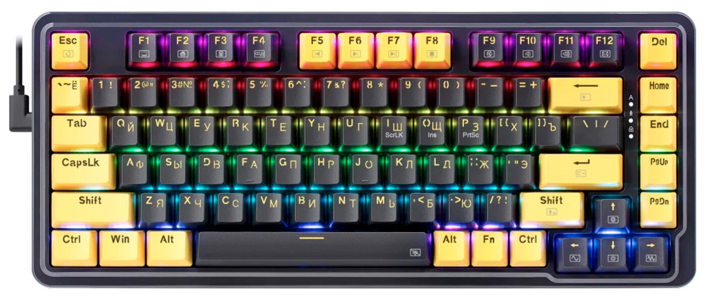Механическая клавиатура Redragon Elf RU, RGB, gasket, фиолетово-желтый (71664)
