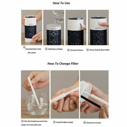 Увлажнитель Lucky Cup USB Ультразвуковой ароматический диффузор 3 в 1 мини - масляный диффузор со светодиодными лампами USB вентилятор, подходит для увлажнителя автомобиля