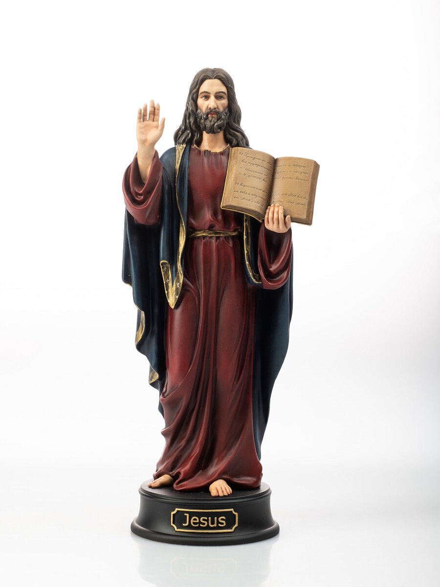 Статуэтка Иисус Христос с Ветхим заветом, 26 см, литьевой мрамор, ручная роспись
