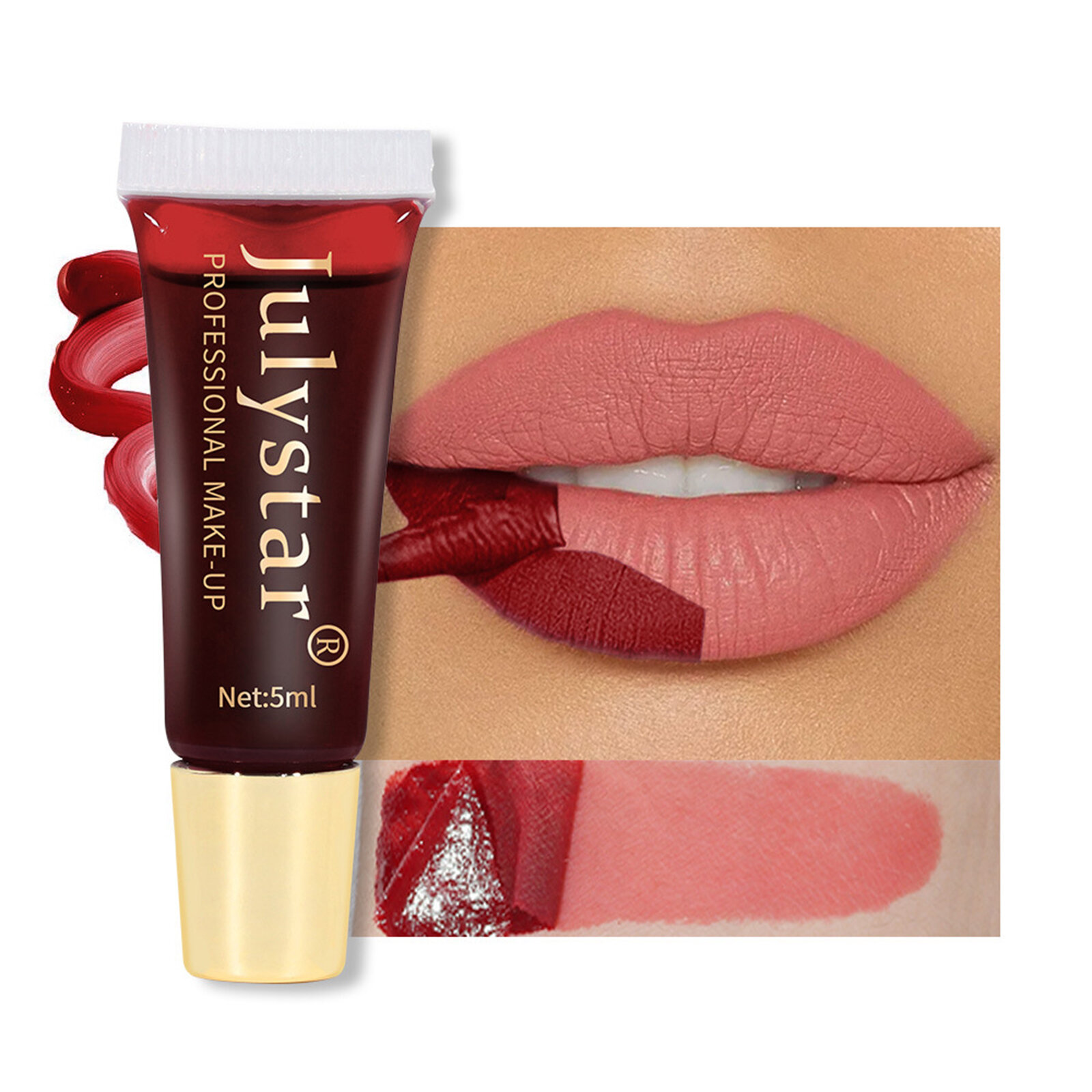 Peel Off Lip Stain Long Lasting Waterproof Lip Gloss Lip Tint, 6 разных матовых цветов 01, 02, 03, 04, 05, 06 (выбор), Объем 5мл, Размер упаковки 1.8*1.8*6.9см, Вес упаковки 12г, 1 шт Lip Glaze, без глютена, без алкоголя, без парабенов, для губ и лица