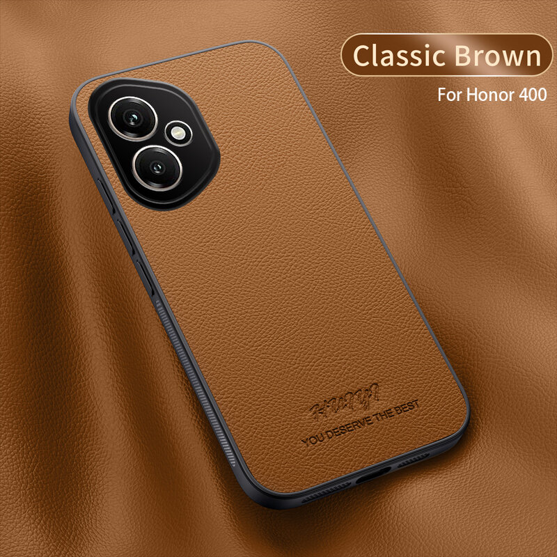 Чехол для Honor 400 / Хонор 400 Высококачественная кожа антиударный чехол, кожа поверхность, искусственная кожа, защита камеры, ударопрочный, Honor, Honor 400, OблoЖкa, коричневый, PiGeCiXi-Honor 400