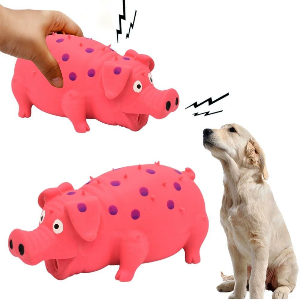 Pig Squeaky Dog Toy Interactive Chew Rubber for Small Medium Large Dogs