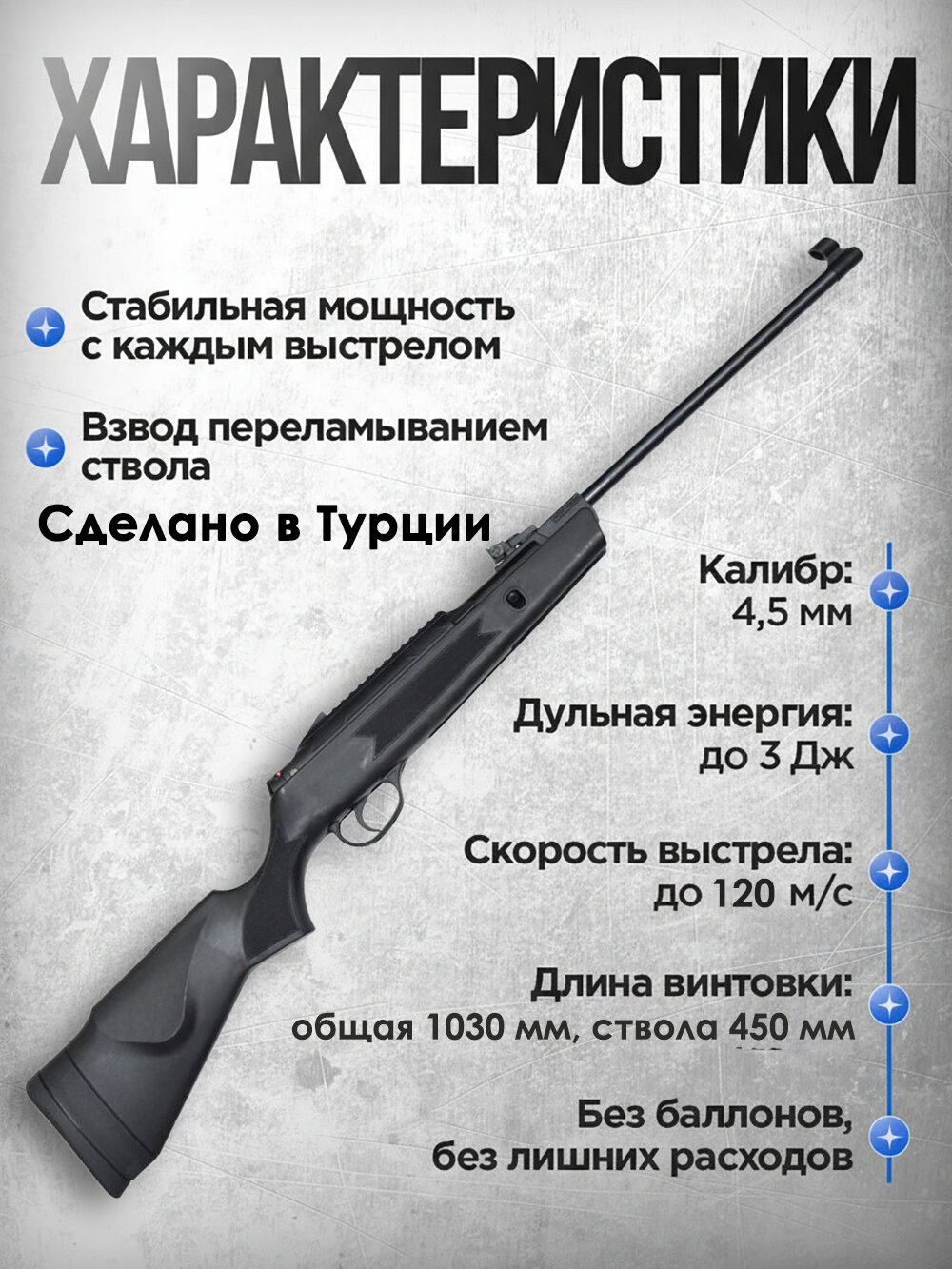 Винтовка пневматическая Hatsan Striker Alpha ( переломка ), калибр 4,5 мм, 3 Дж + оптический прицел +Пули "Торнадо' 0,23г 300 шт + Мишени 50 шт