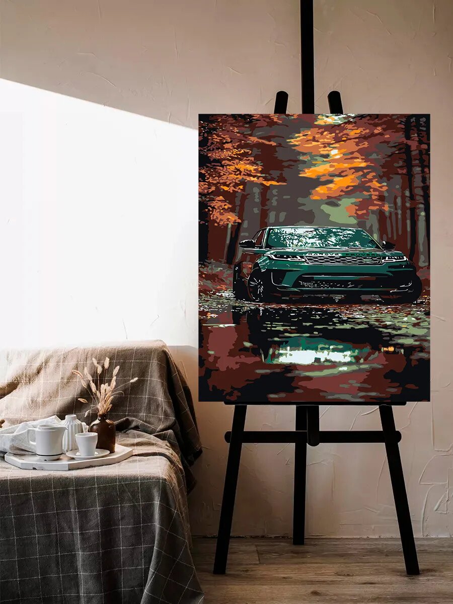 Картина по номерам Рендж Ровер Осень Машина