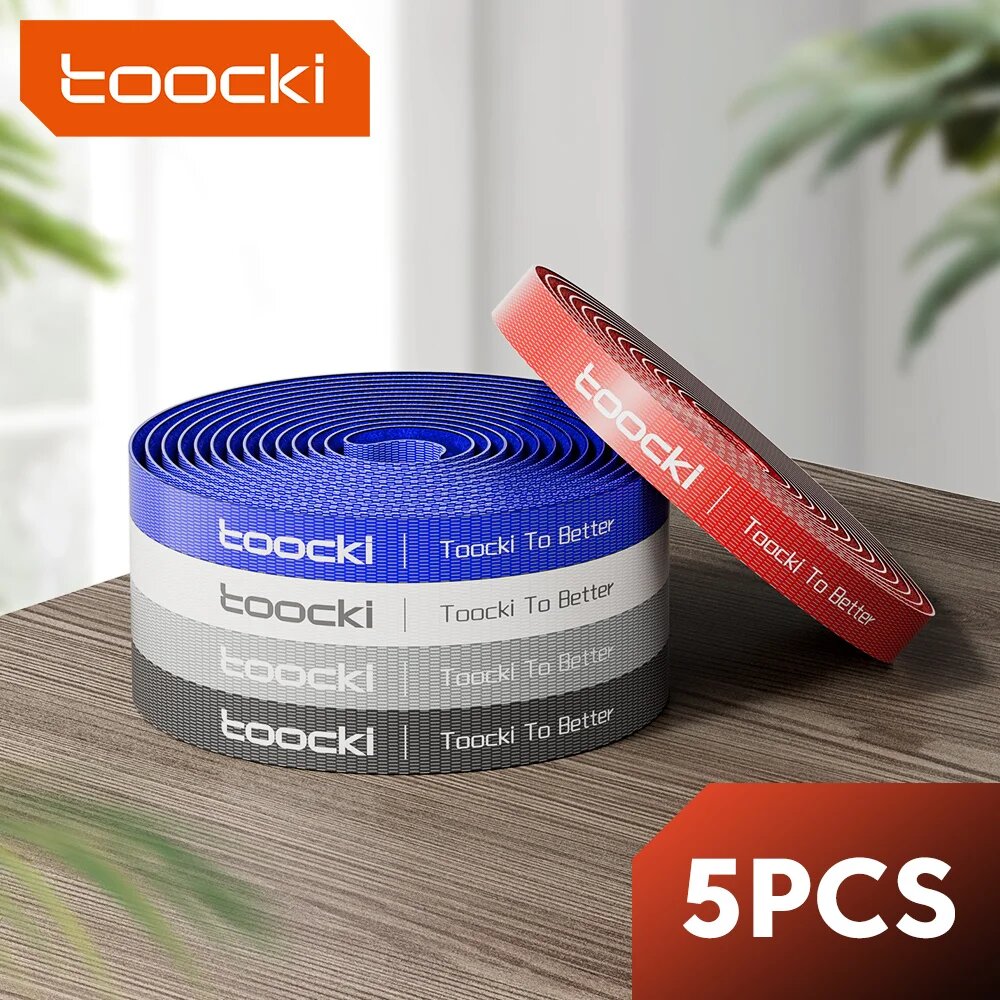 Toocki 5 шт. органайзер для кабеля, стяжки для намотки проводов, 1 м/2 м/3 м/5 м, управление кабелем, мышь, клавиатура, наушники, кабельные зажимы, защита шнура