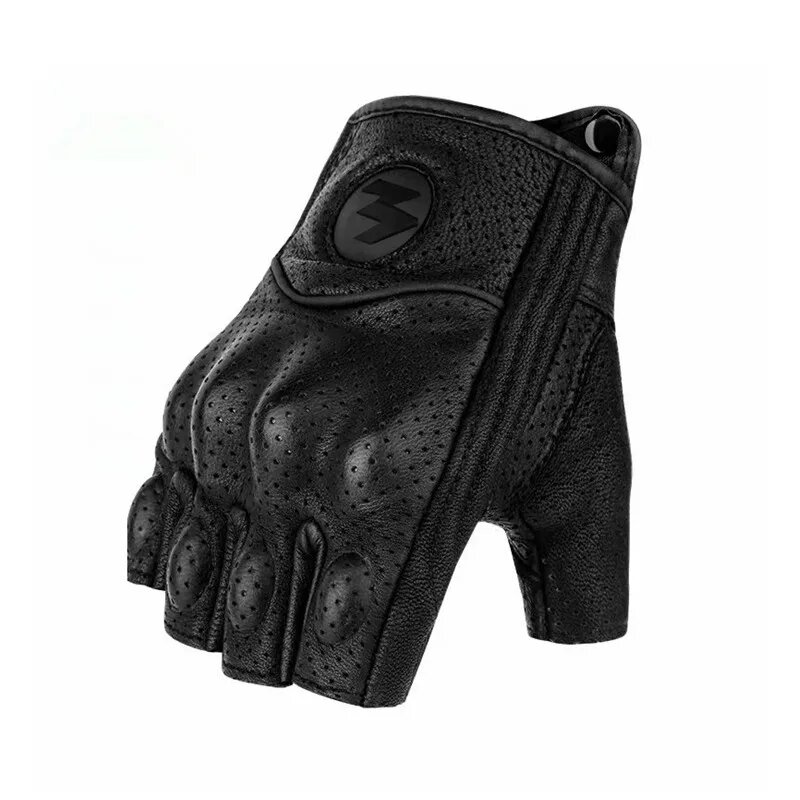 Летние мотоциклетные перчатки без пальцев, аксессуары из козьей кожи, перчатки с полупальцами для мотокросса Gant Moto Guantes Moto Verano, L, Черный, Мужской