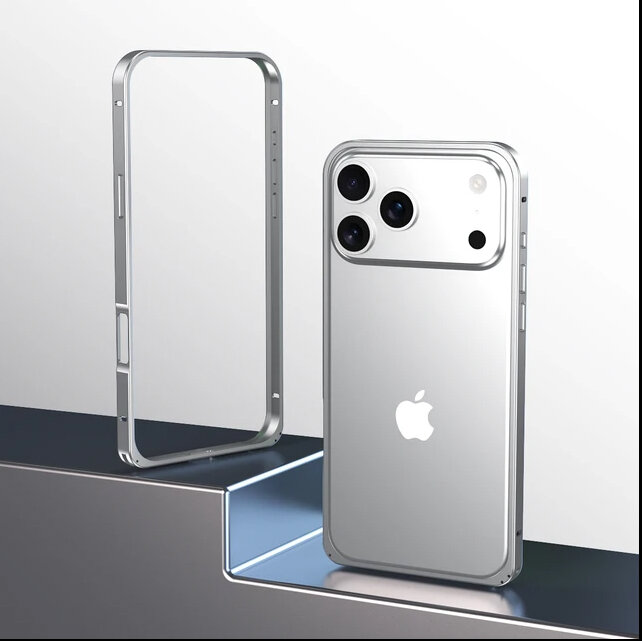 Металлический матовый Бампер на IPhone 17 Pro Silver, серебристый