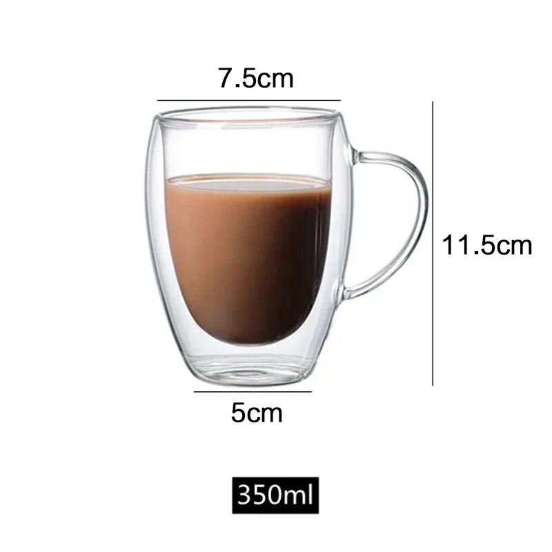 Термочашка из стекла 4pcs, Coffee glass 350 ml