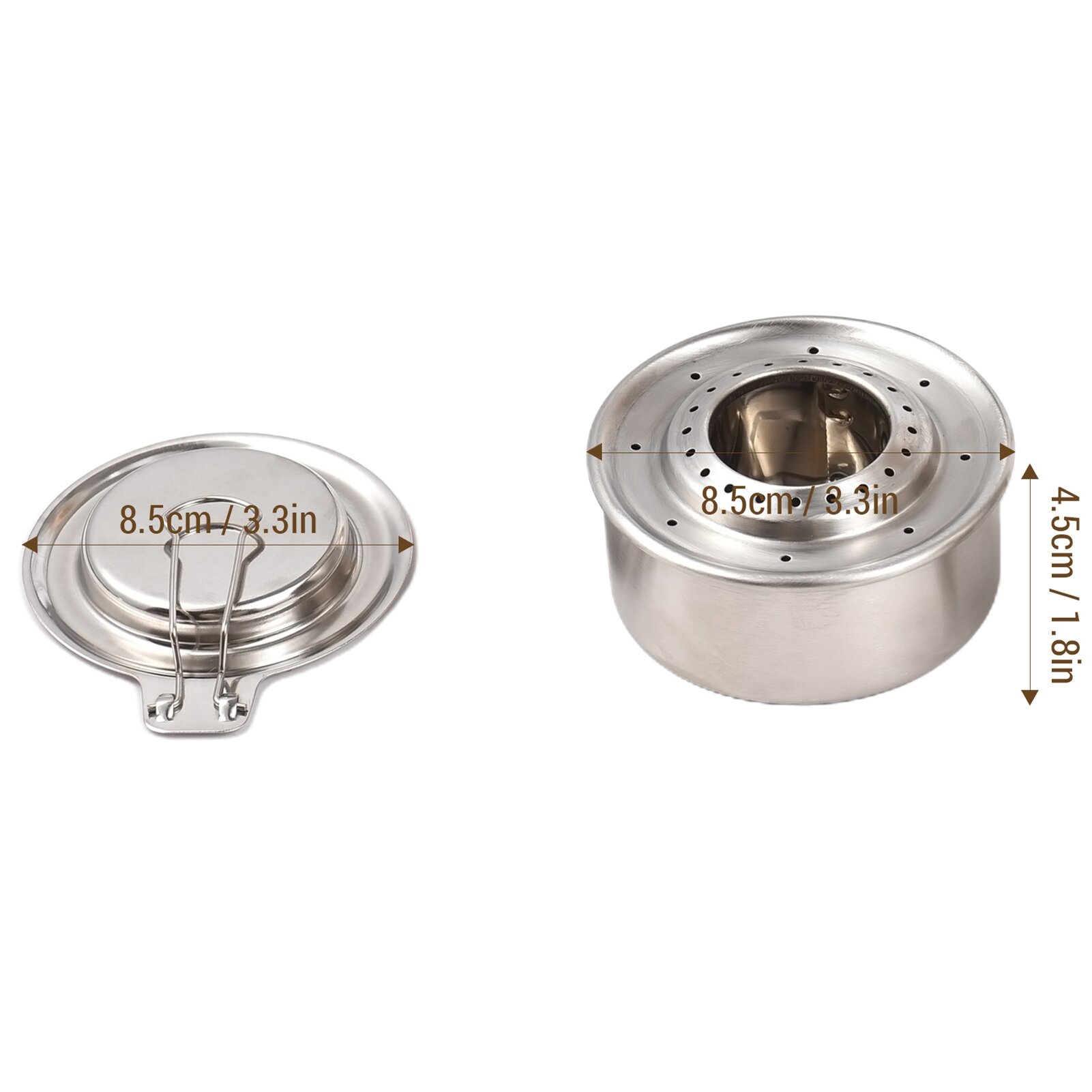 Спиртовая горелка из нержавеющей стали, переносная спиртовая горелка с крышкой для тушения огня для кемпинга на открытом воздухе