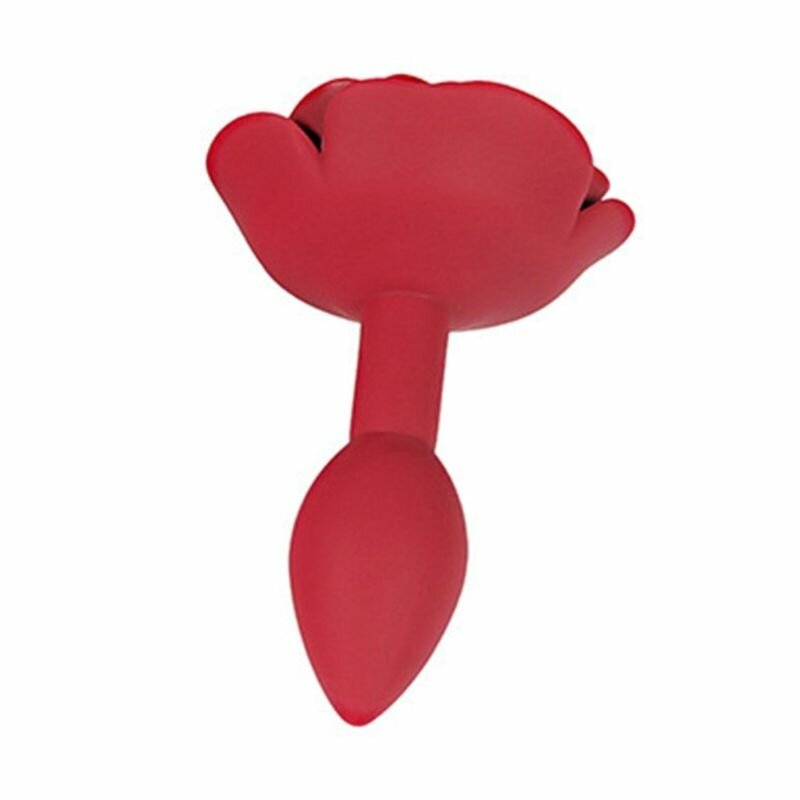 Силиконовая розовая анальная пробка-красный